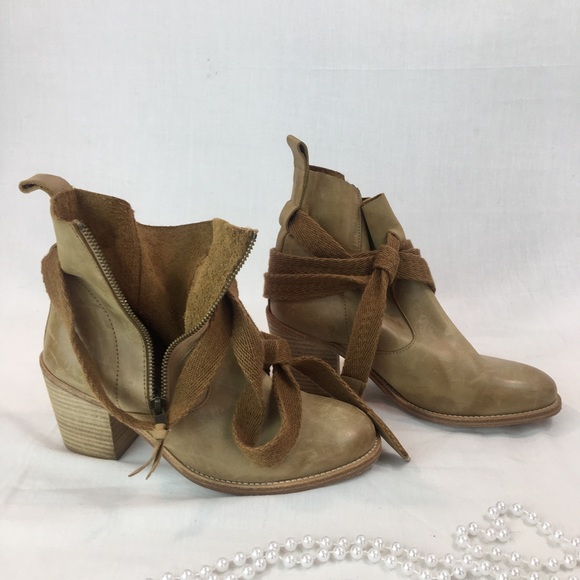 Humanoid | Shoes | Humanoid Tan Leather Boots With Ties Size 37 | Poshmark